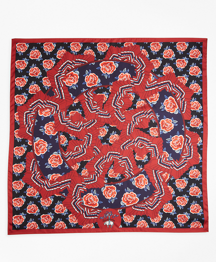 Rose-Print Silk Square Scarf | Brooks Brothers