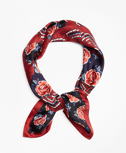 Rose-Print Silk Square Scarf | Brooks Brothers